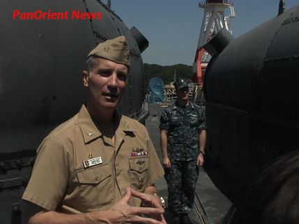 PanOrient News | USS Ohio Capt. Dixon Hicks Talks to Reports in Yokosuka
